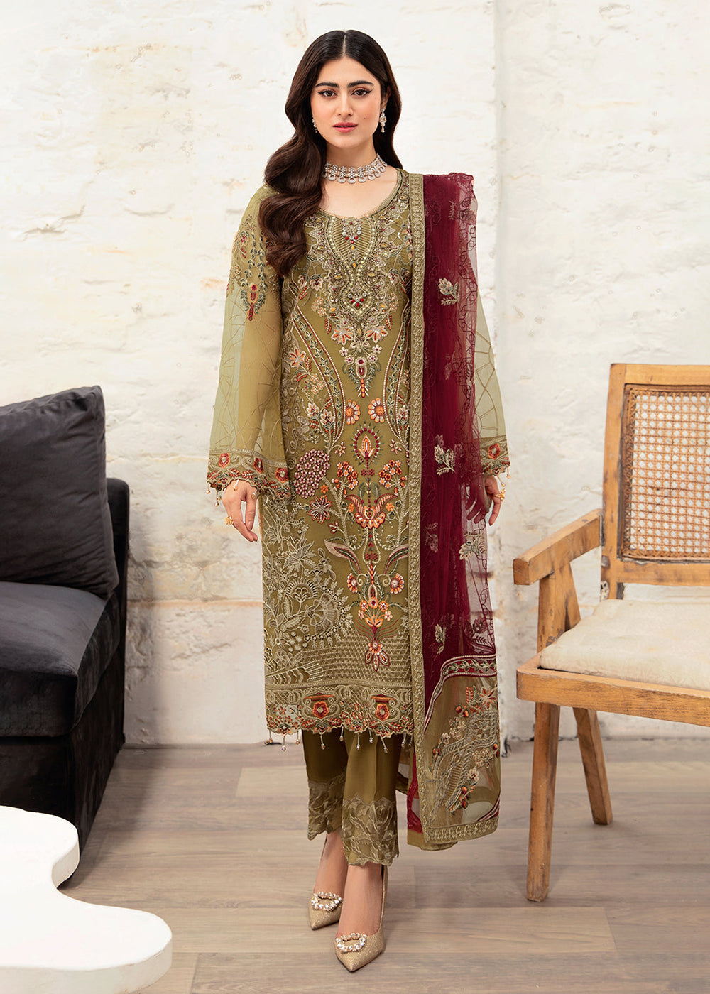Buy Minhal Organza Collection Vol 10 by Ramsha | M-1010 | Empress – Empress Clothing