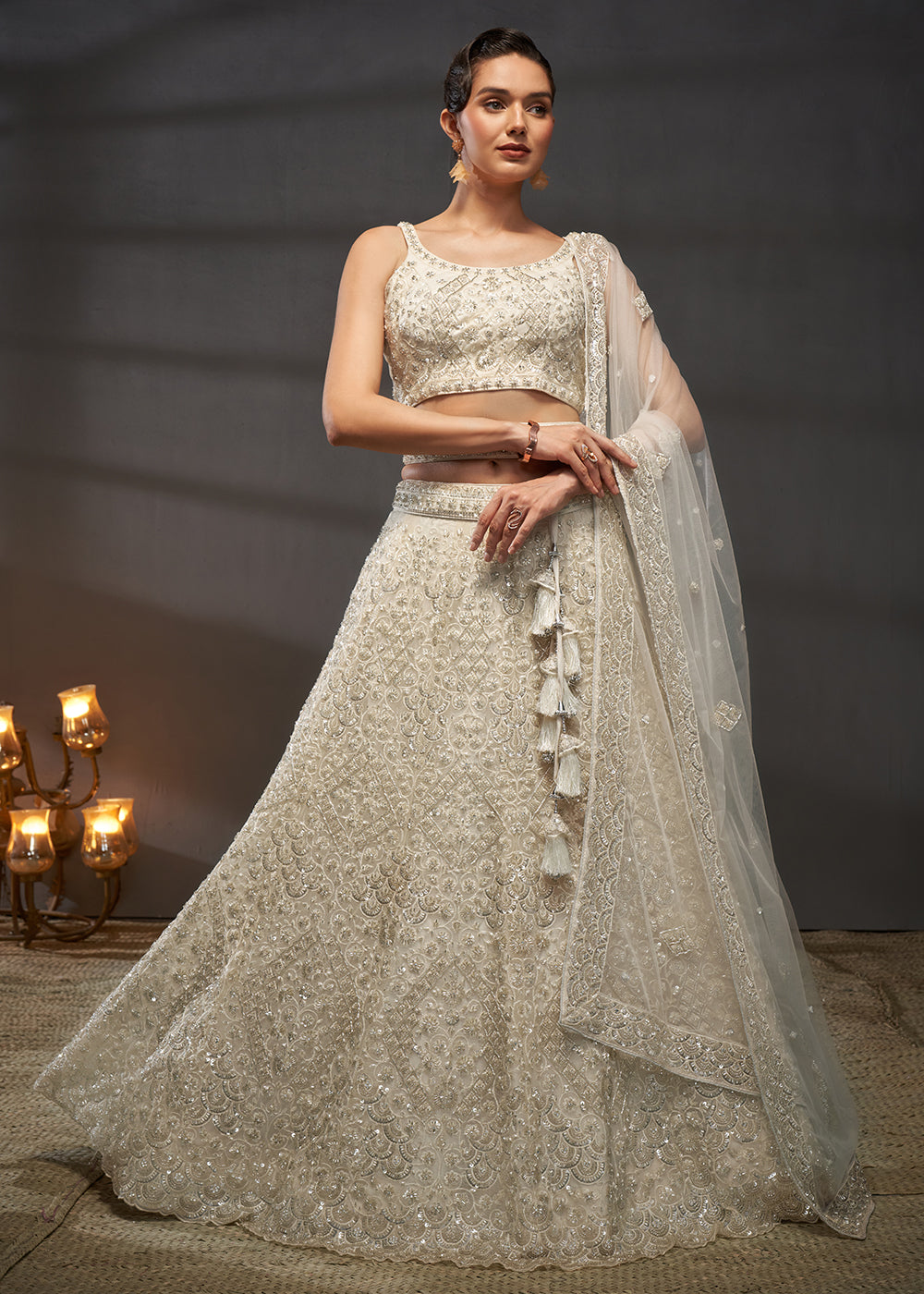 Bridal Lehenga USA - Cream Cut Dana & Zarkan Embroidered Lehenga Choli ...