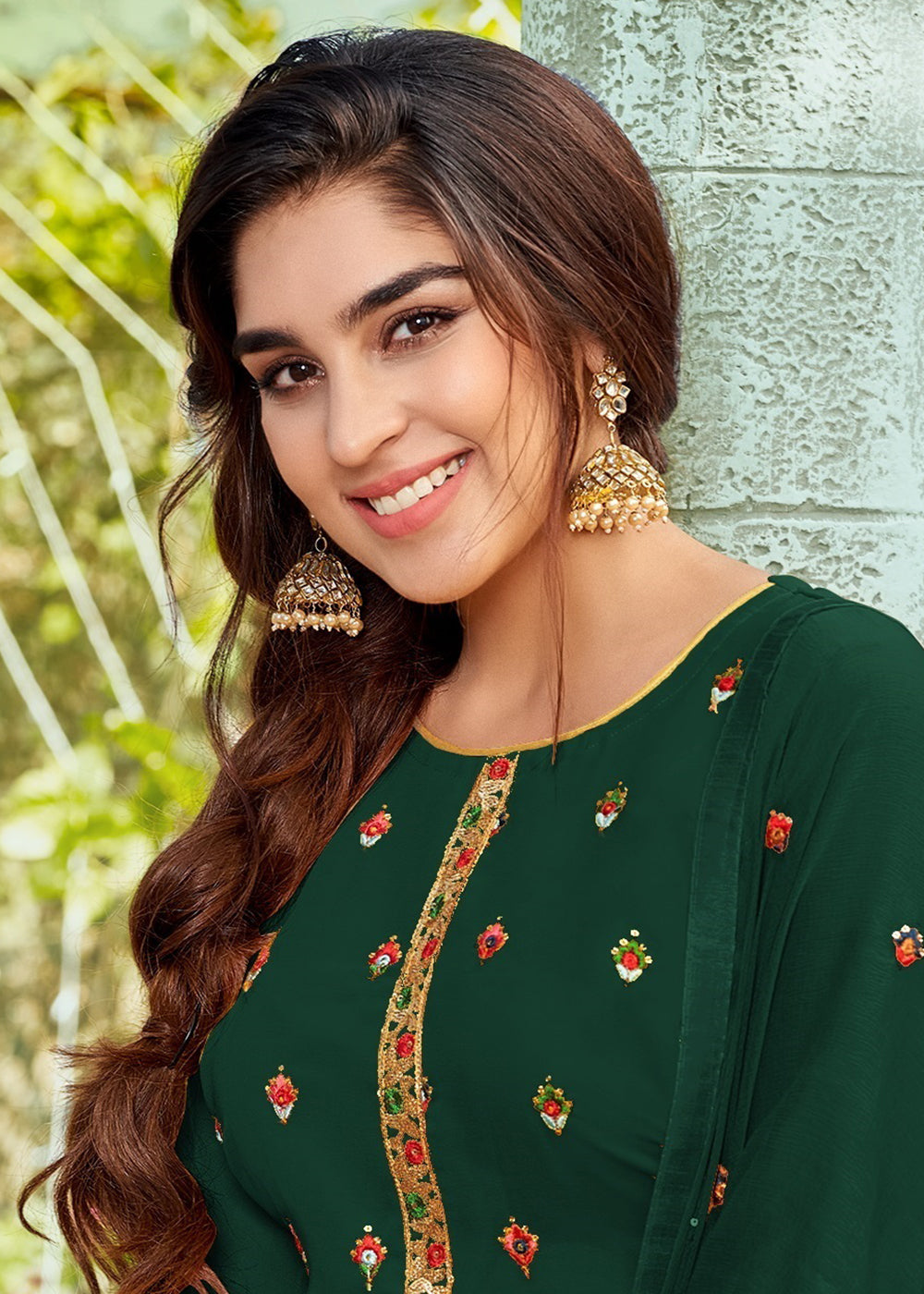 Patiala Suit - Riveting Green Punjabi Style Embroidered Georgette Suit ...